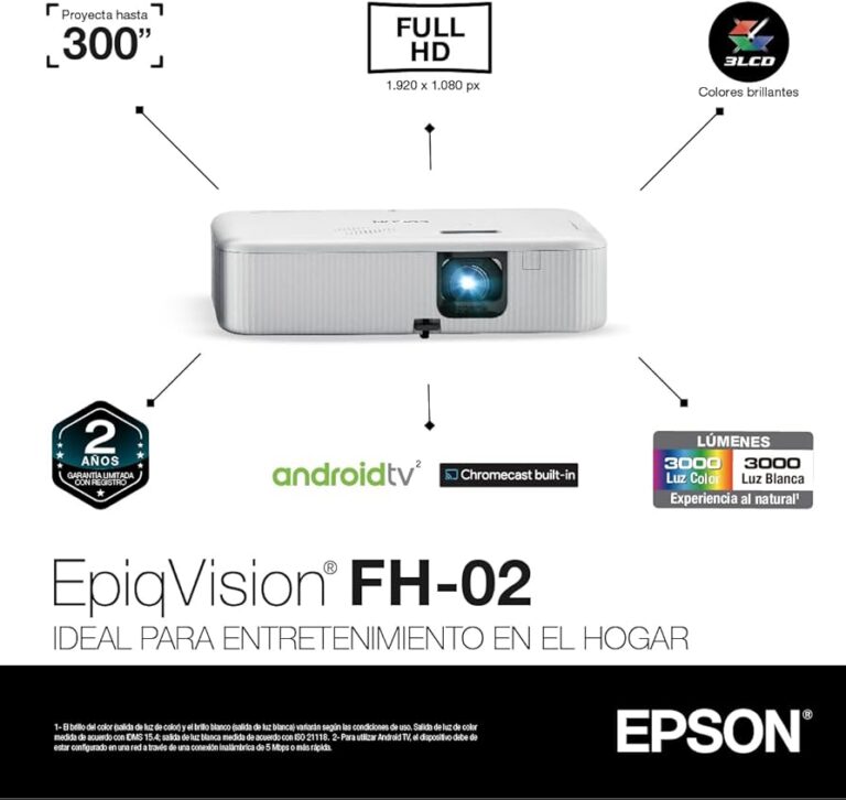 PROYECTOR PORTÁTIL EPSON EPIQVISION FH02 SMART CON ANDROID TV ...